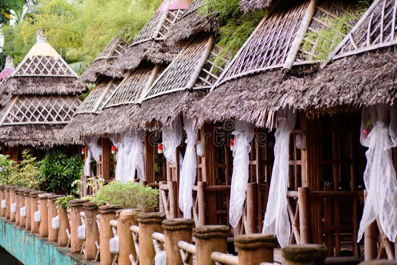 A Traditional Bamboo Cottage To Rest Stock Photo - Image of themed ...