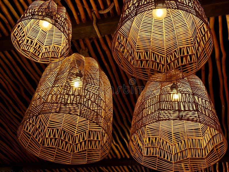 Traditional Bamboo Decorative Light Bulb Stock Image - Image of ...