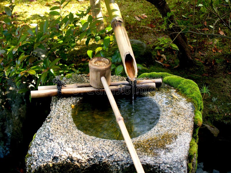 Traditional Bamboo Fountain Stock Image - Image of religion, japan ...