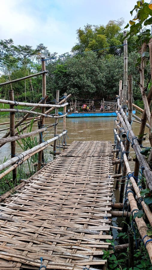 Traditional Bamboo River Dock Indonesia Editorial Photography - Image ...
