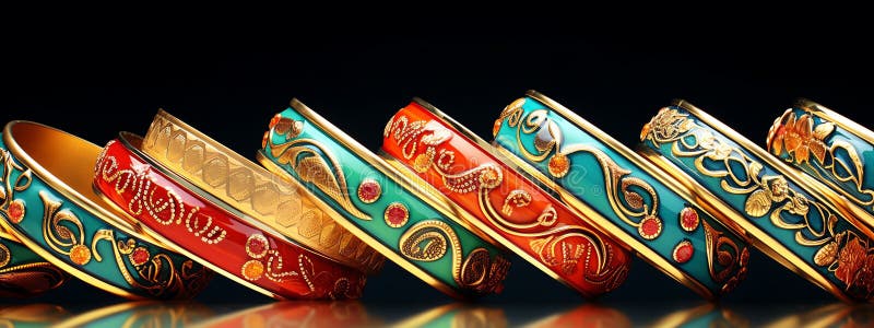 Traditional Bangles Diwali Banner Stock Illustration - Illustration of ...