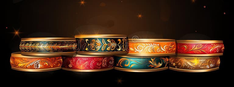 Traditional Bangles Diwali Banner Stock Illustration - Illustration of ...