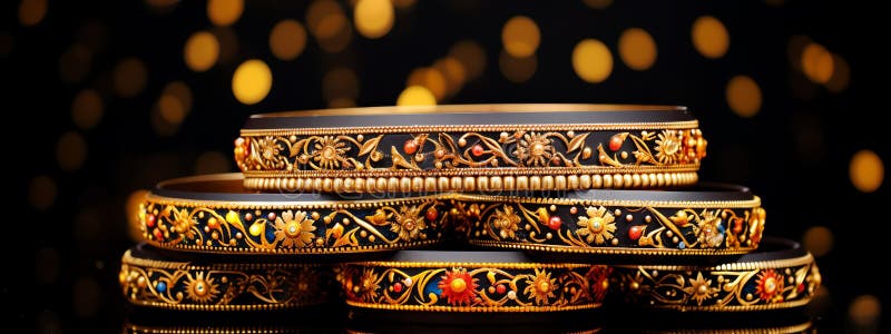 Traditional Bangles Diwali Banner Stock Illustration - Illustration of ...