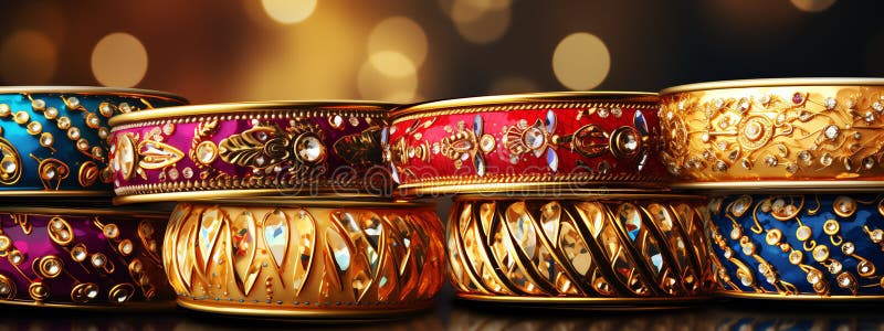 Traditional Bangles Diwali Banner Stock Illustration - Illustration of ...