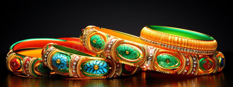 Traditional Bangles Diwali Banner Stock Illustration - Illustration of ...