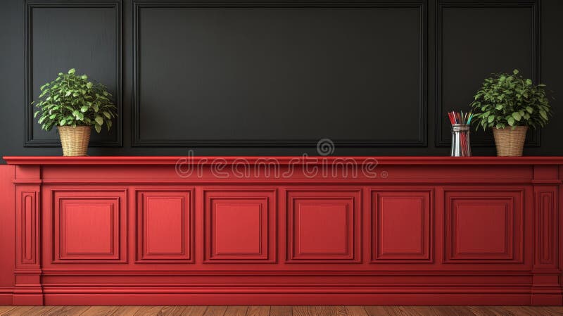 Traditional Bar Interior Featuring Red Booths and Wooden Floors Stock ...