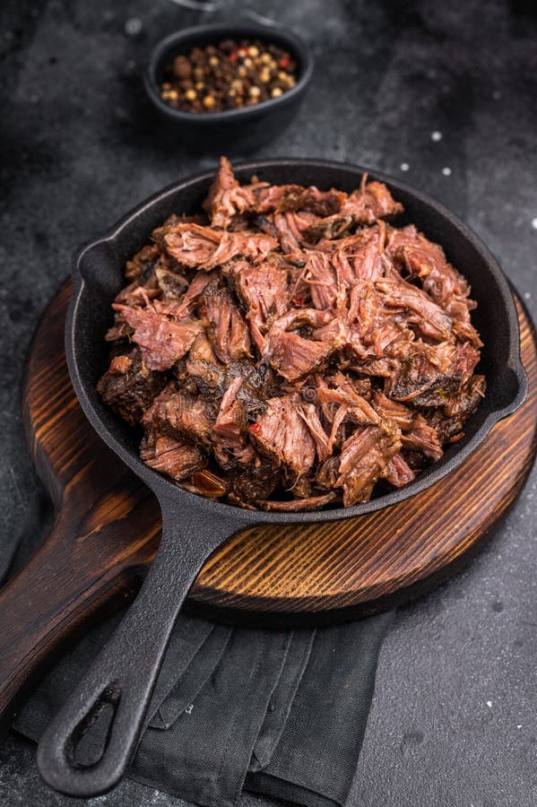Traditional Barbecue Pulled Beef, Slow Cooked Meat Cooked in a Smoker ...