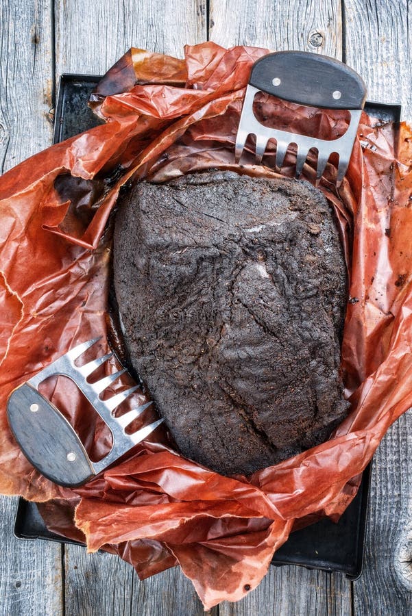 Traditional Barbecue Wagyu Pulled Beef in Peach Paper with Meat Claws ...