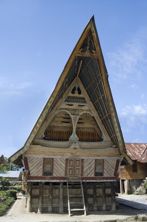 Traditional Batak House On The Samosir Island, Indonesia, Stock Image ...
