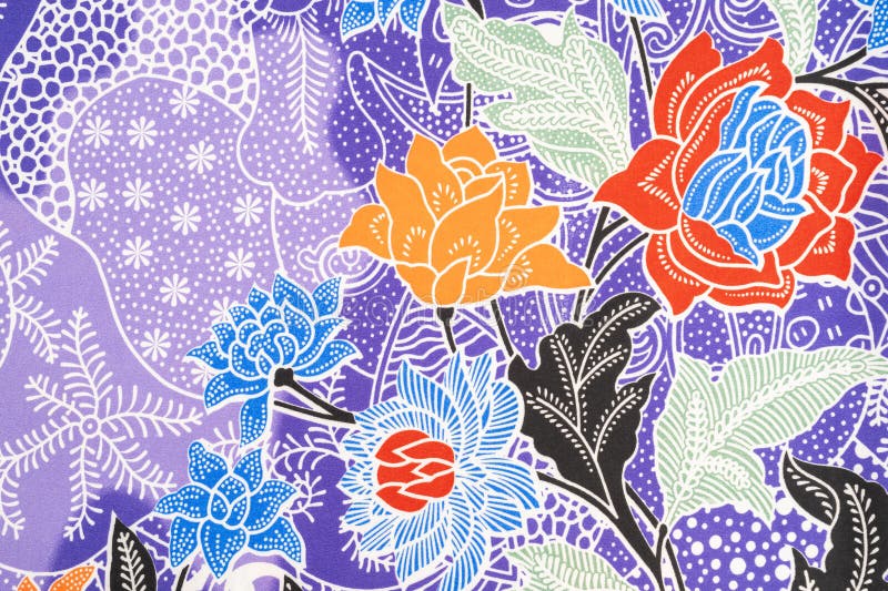 A Traditional Batik Indonesian Fabric with Flowers Pattern. Stock ...