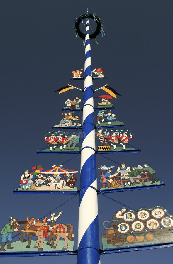 Bavarian Maibaum Or Maypole Stock Photo - Image of tradition, streamers ...