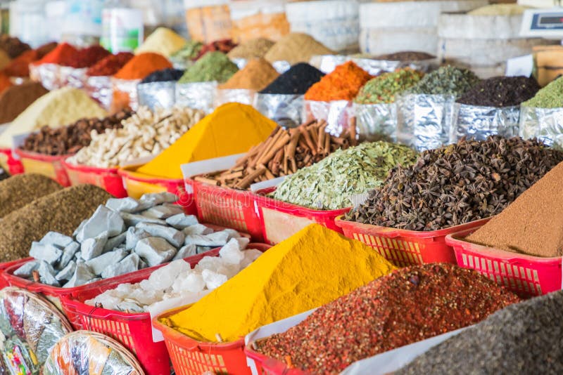 Traditional Bazaar with Spices in Tashkent, Uzbekistan. Stock Image ...