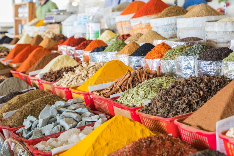Traditional Bazaar with Spices in Tashkent, Uzbekistan. Stock Image ...