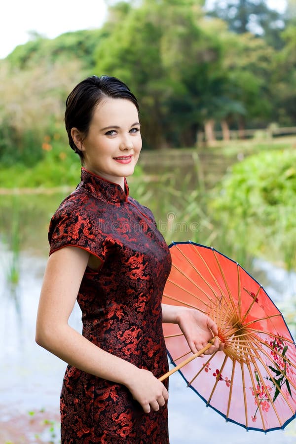 Western Woman in Chinese Culture Stock Image - Image of close, asia ...