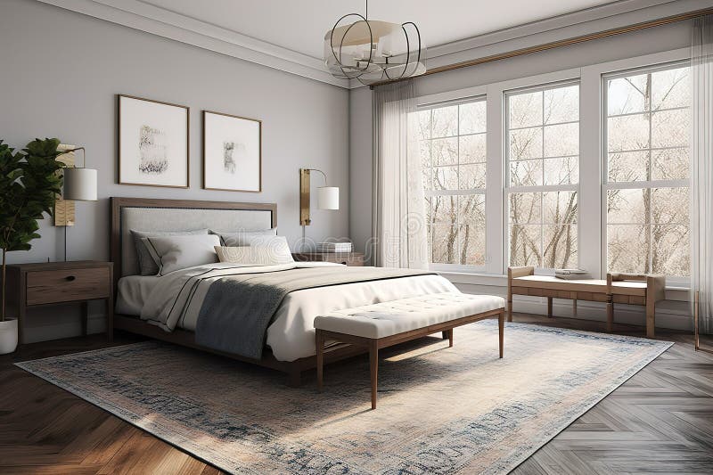 Traditional Bedroom Interior with Minimal Decor. Generative AI Stock ...