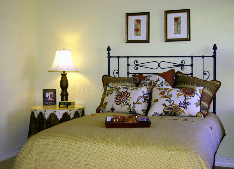 Traditional Bedroom Decor stock photo. Image of cushion - 23360678