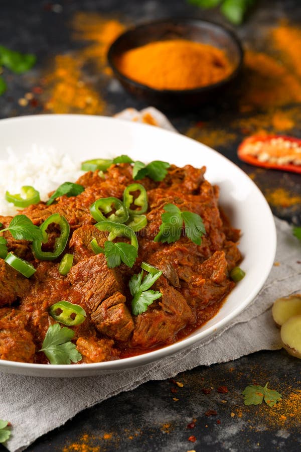 Traditional Beef Curry with Rice and Spicy. Stock Image - Image of beef ...