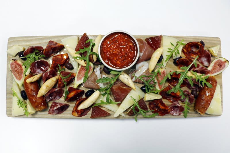 Traditional Beef Pork Cold Cuts Condiments Wooden Board Stock Photos ...