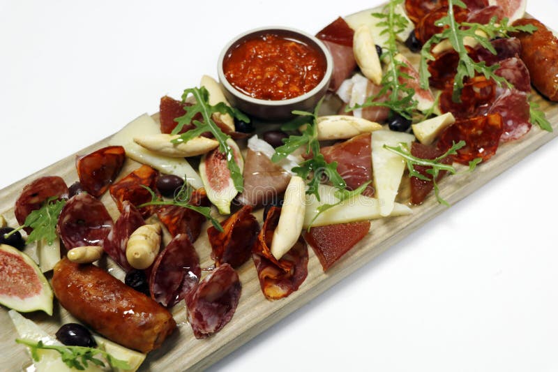 Traditional Beef Pork Cold Cuts Condiments Wooden Board Stock Photos ...