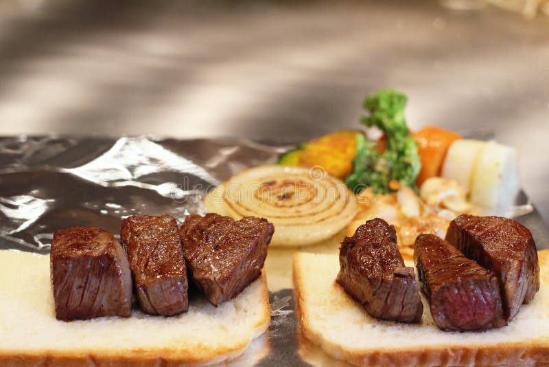 Traditional Beef Teppanyaki on a Hot Plate Stock Photo - Image of ...