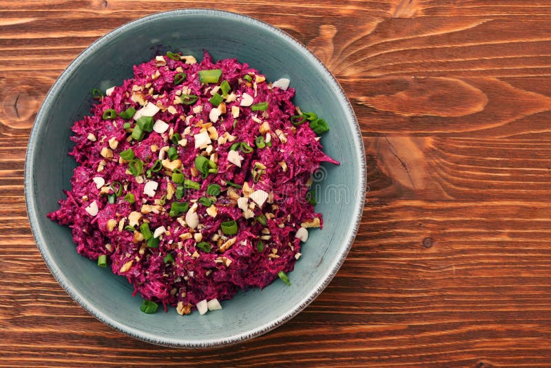 Traditional Beetroot Salad Vinegret Dressed with Mayonnaise Stock Image ...