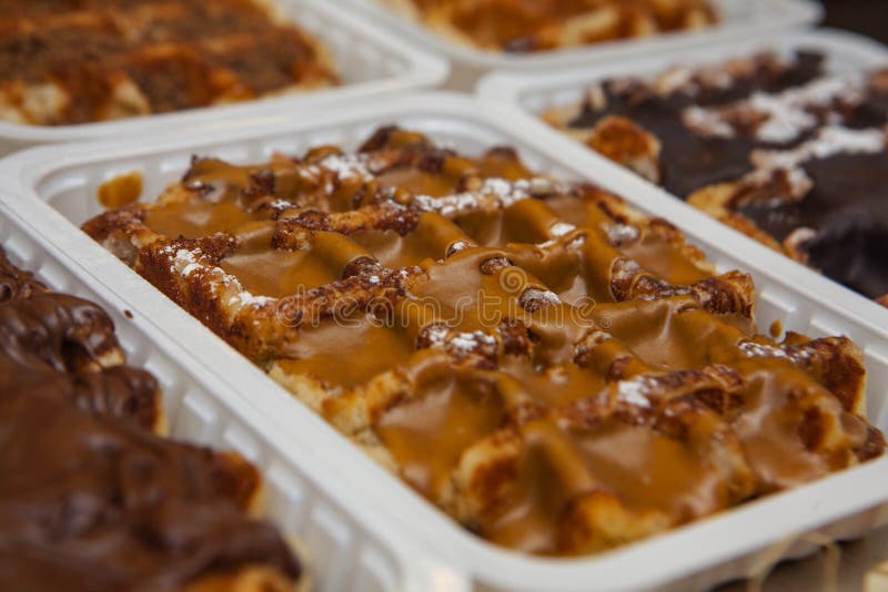 Traditional Belgian Waffles Ready To Eat Stock Image - Image of golden ...