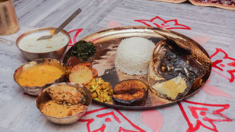 Traditional Bengali Dish Served in Rice Ceremony Event Stock Image ...
