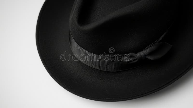 A Traditional Black Fedora is Placed on a White Backdrop, Producing a ...