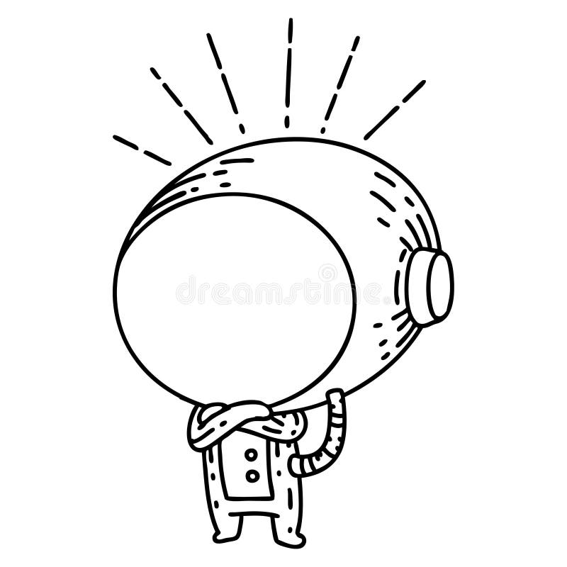 Traditional Black Line Work Tattoo Style Astronaut Stock Vector ...