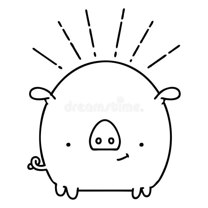 Traditional Black Line Work Tattoo Style Pig Character Stock Vector ...