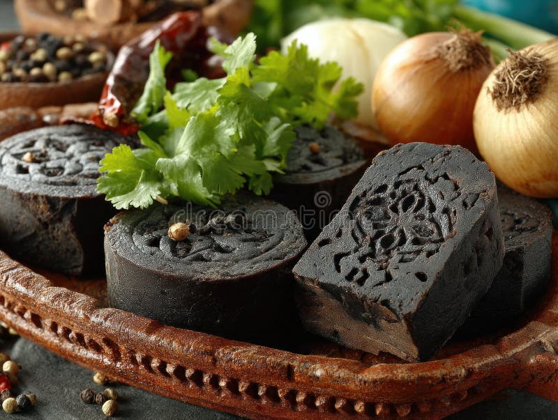A Traditional Black Pudding Served on a Rustic Plate Stock Photo ...