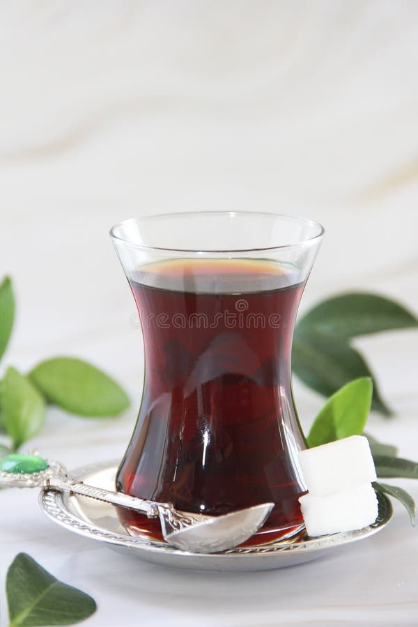 Traditional Black Turkish Tea in a Glass Glass Stock Image - Image of ...