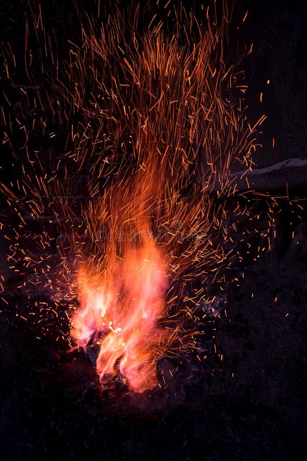 Traditional Blacksmith Furnace with Burning Fire Stock Image - Image of ...