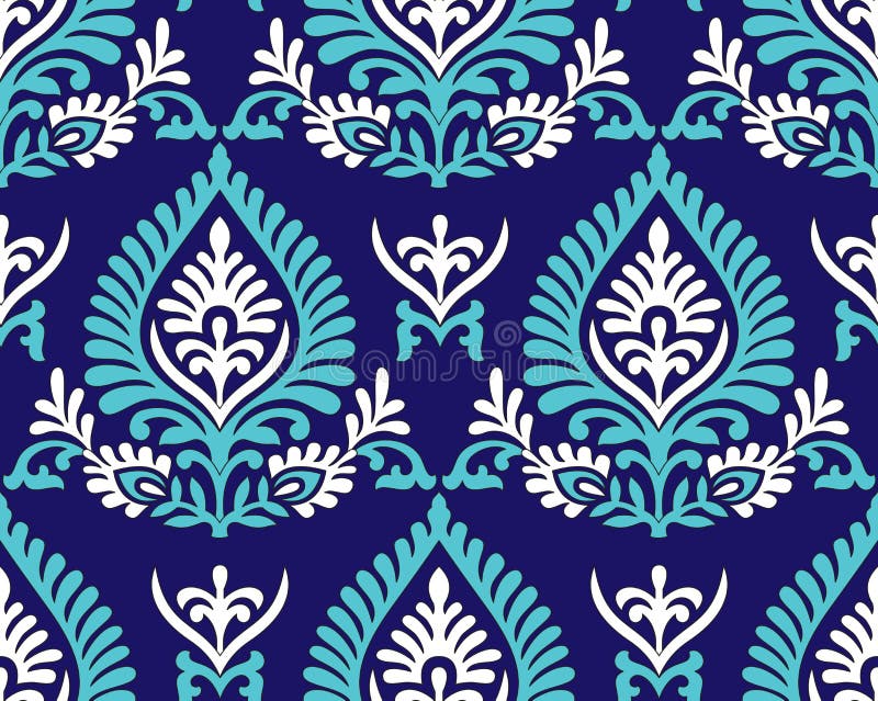 Traditional Blue Seamless Indian Pattern Stock Vector - Illustration of ...