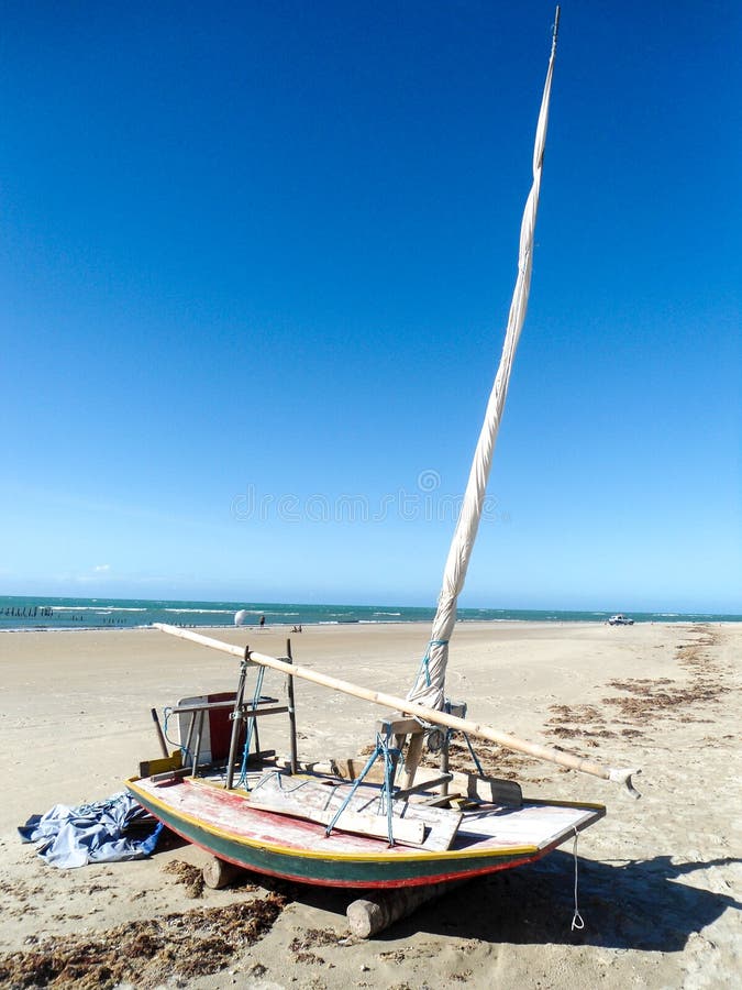 Traditional Boat Called Jangada, in Ceara , Brazil Stock Image - Image ...