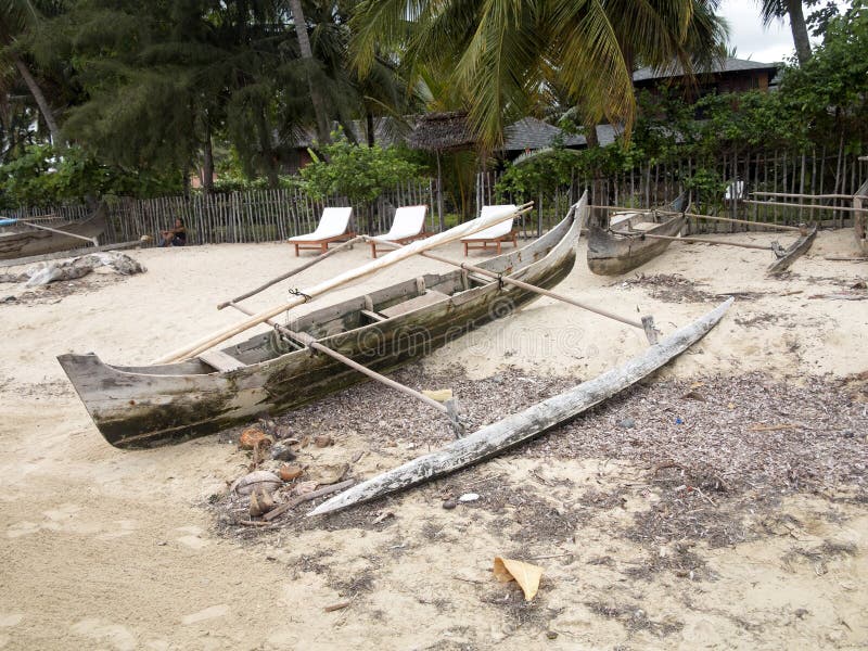 Traditional Boat Carved from a Tree Trunk, Nosi Be, Madagascar, Stock ...