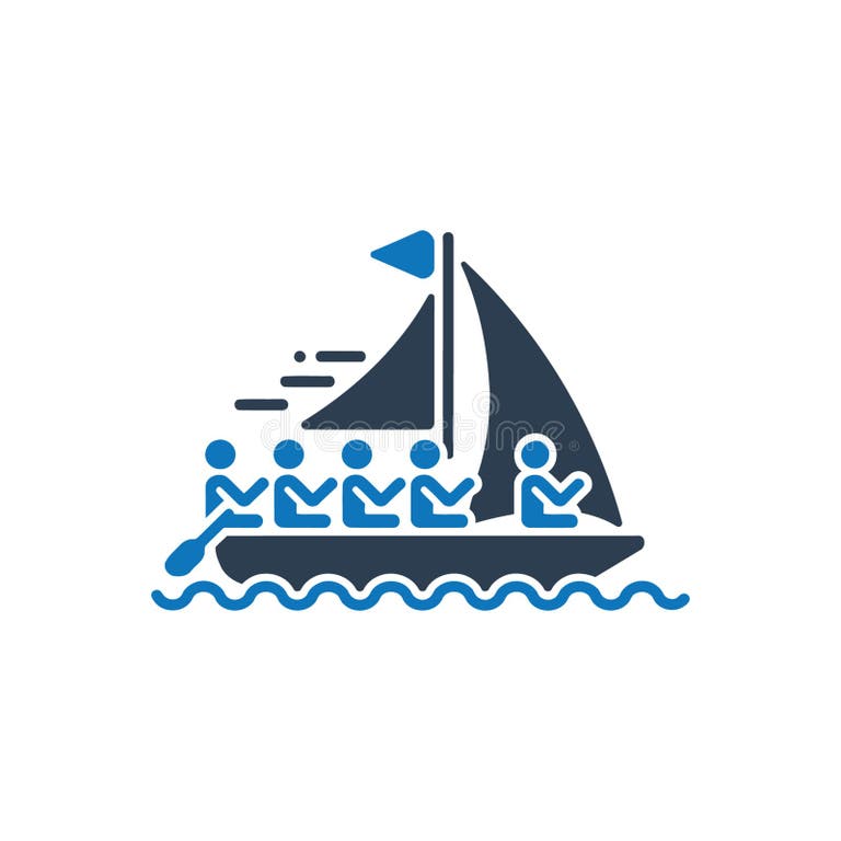 Traditional Boat Rowing Icon Stock Illustration - Illustration of water ...