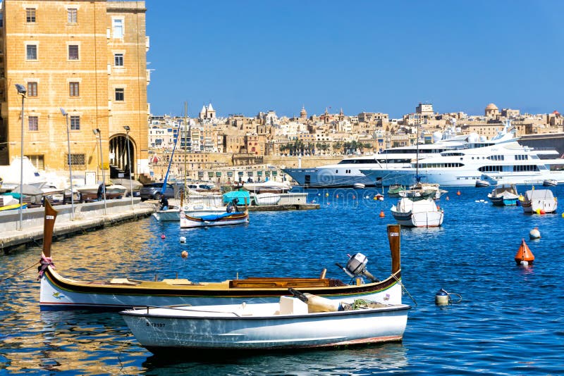 Traditional Boats in the Waterfront of Senglea in Malta Editorial Image ...