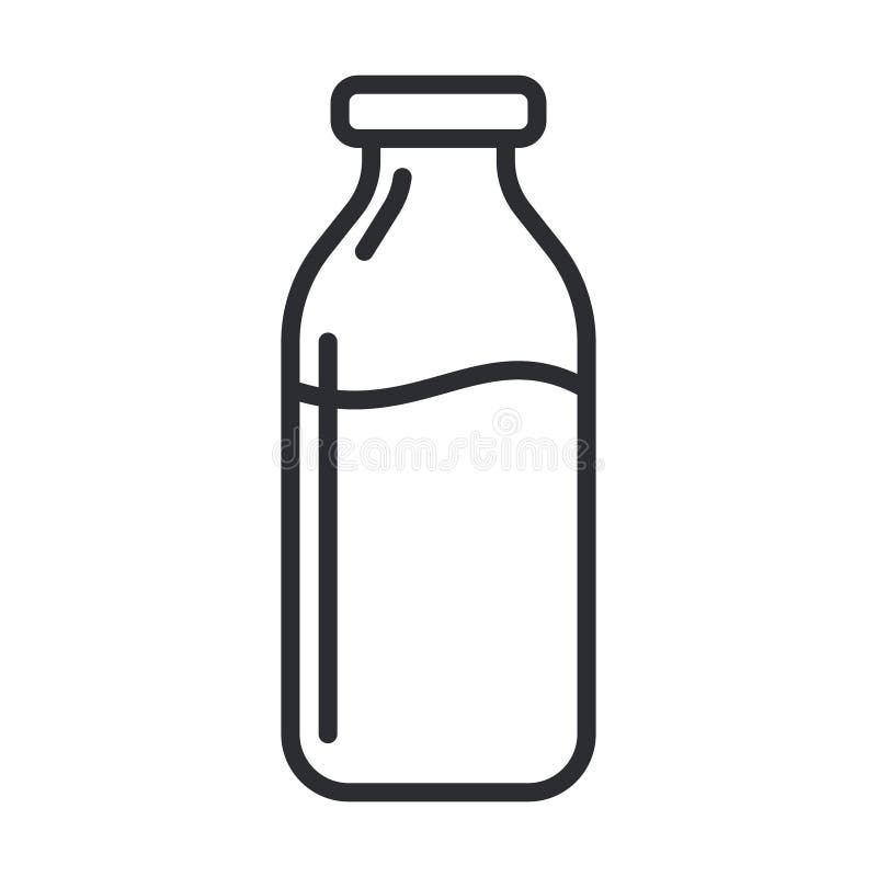 The Traditional Bottle of Milk and Glass Cup Icon. Milk Vector ...
