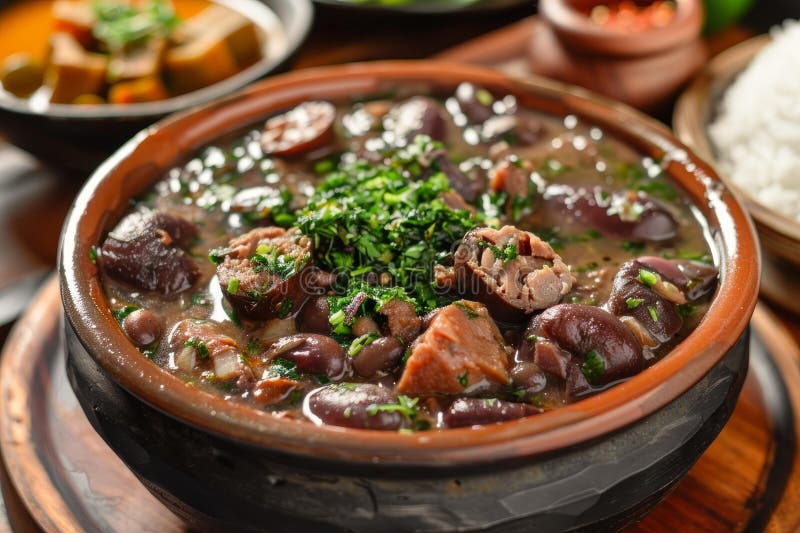 Traditional Brazilian Feijoada Stew Closeup Stock Photo - Image of ...
