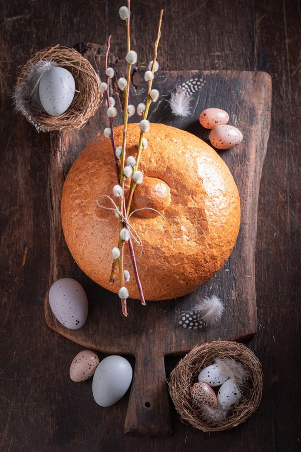 Traditional Bread As Eatable Bowl Baked at Home for Easter Stock Photo ...
