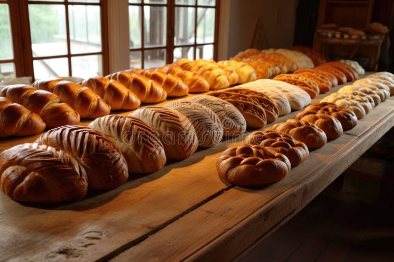 Traditional Bread Shapes Lined Up for Baking Stock Illustration ...