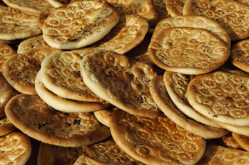 Traditional Bread of Xinjiang, China Stock Photo - Image of naan, nang ...