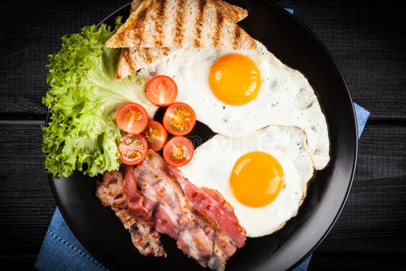 Traditional Breakfast on a Plate Stock Photo - Image of plate, crispy ...