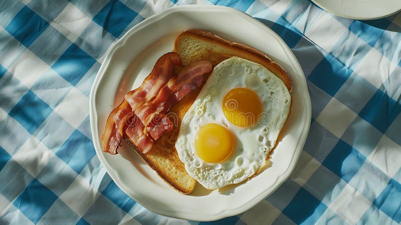 A Traditional Breakfast Scene with Toast, Eggs, and Bacon Stock ...