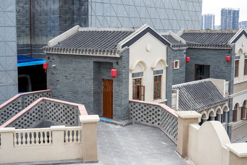 Traditional Brick Building in Modern Chinese Style Stock Photo - Image ...