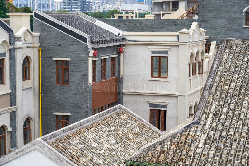 Traditional Brick Building in Modern Chinese Style Stock Image - Image ...