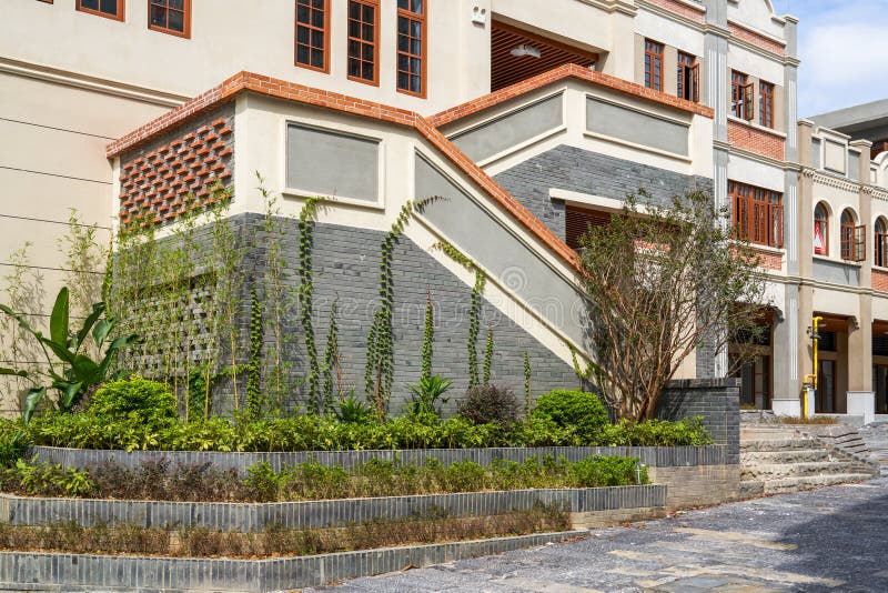 Traditional Brick Building in Modern Chinese Style Stock Image - Image ...