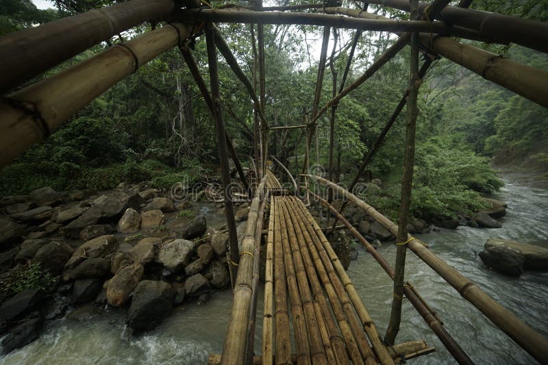 Traditional Bridges Made of Bamboo in Indonesia Stock Photo - Image of ...