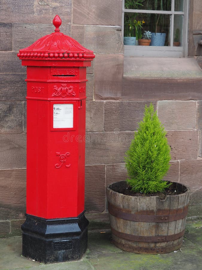 Traditional Bright Red Cast Iron British Victorian Octagonal Post Box ...